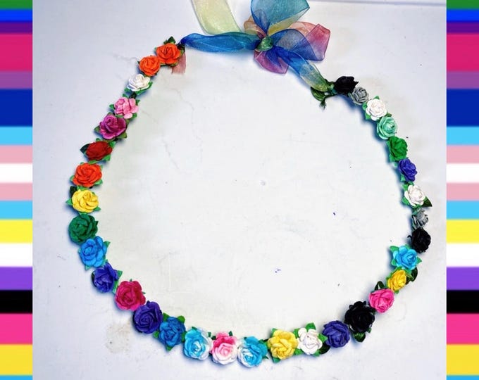 Transgender Pride Flag Colors Flower Crown, Transgender Flower Crown ...