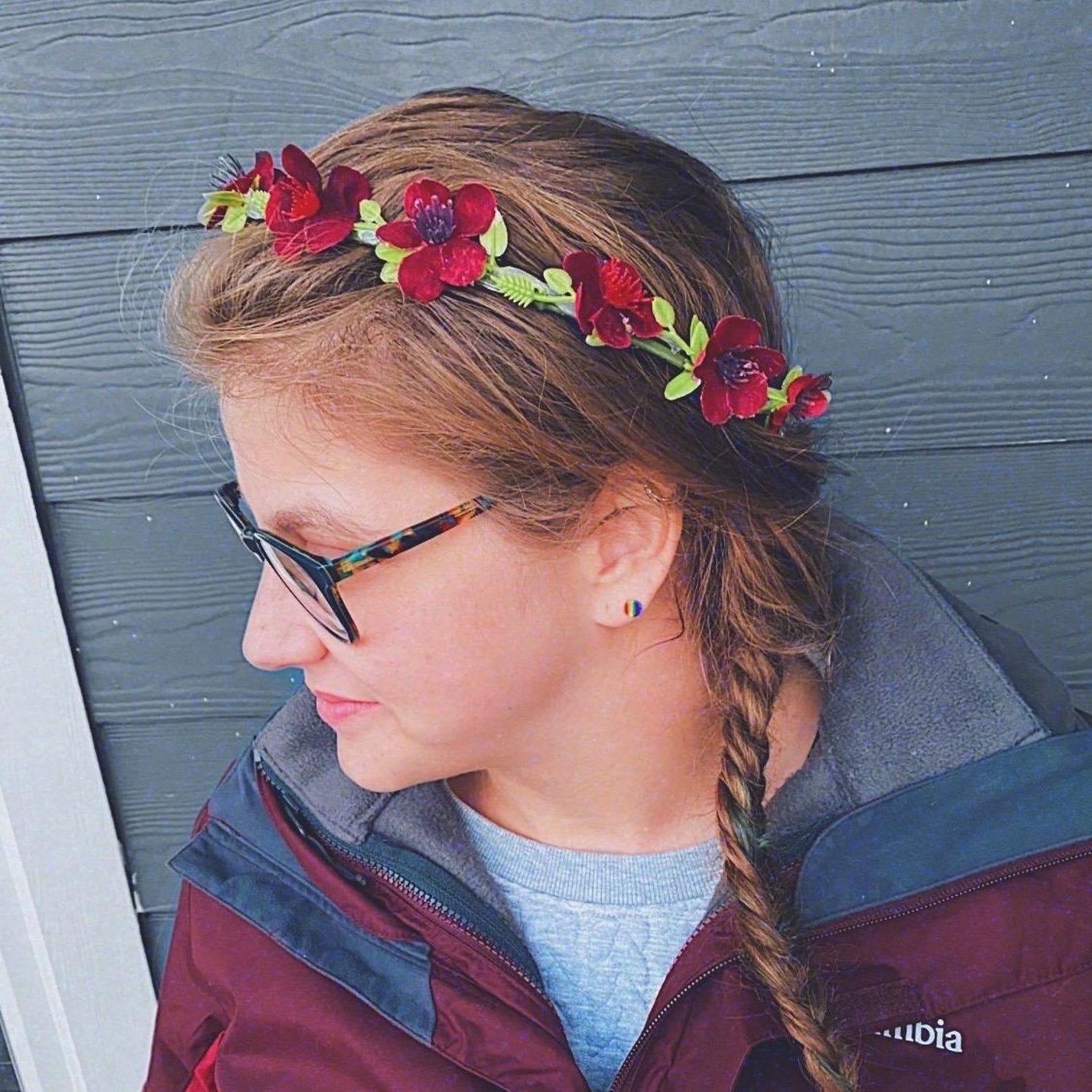 Red Fairy Flower Crown, Red Flower Crown, Red Floral Head Wreath, Red ...