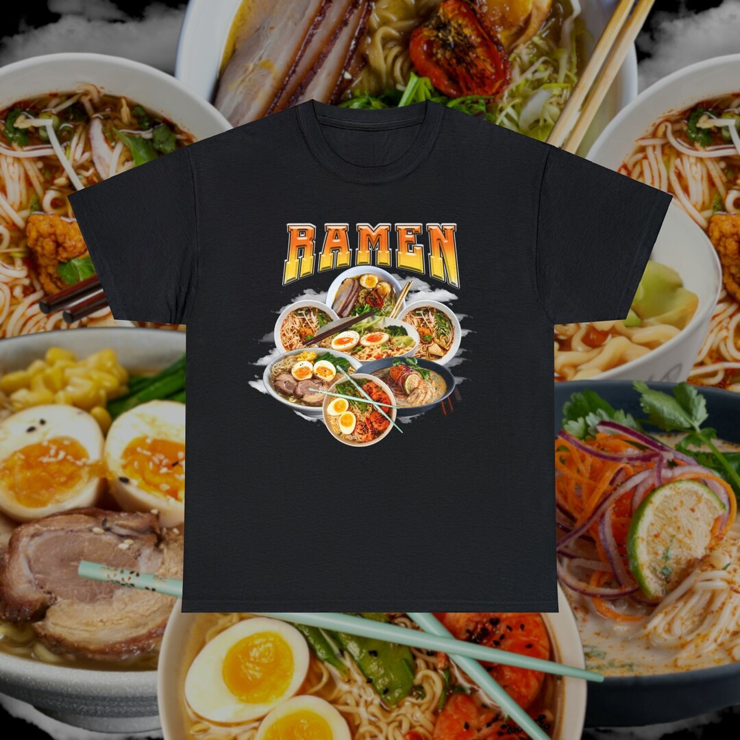 Ramen Vintage T-shirt • Retro 90s Graphic Bootleg Tee • Noodle Soup Egg ...