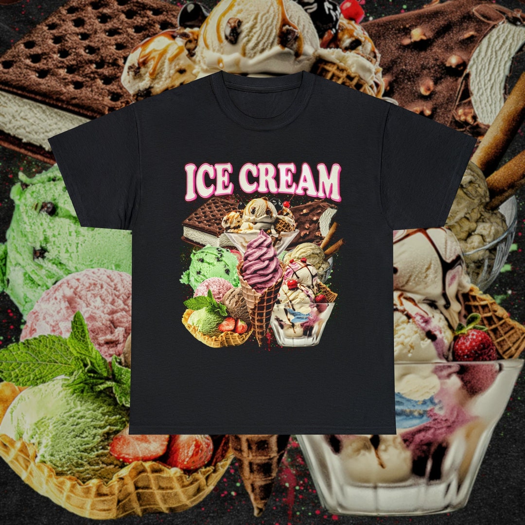Ice Cream Vintage T-shirt • Retro 90s Graphic Bootleg Tee • Chocolate ...