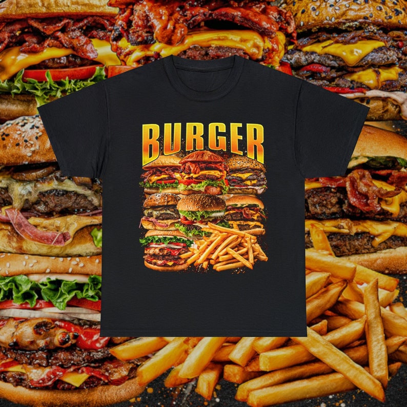 Burger Vintage T-shirt • Retro 90s Graphic Bootleg Tee • Cheeseburger ...