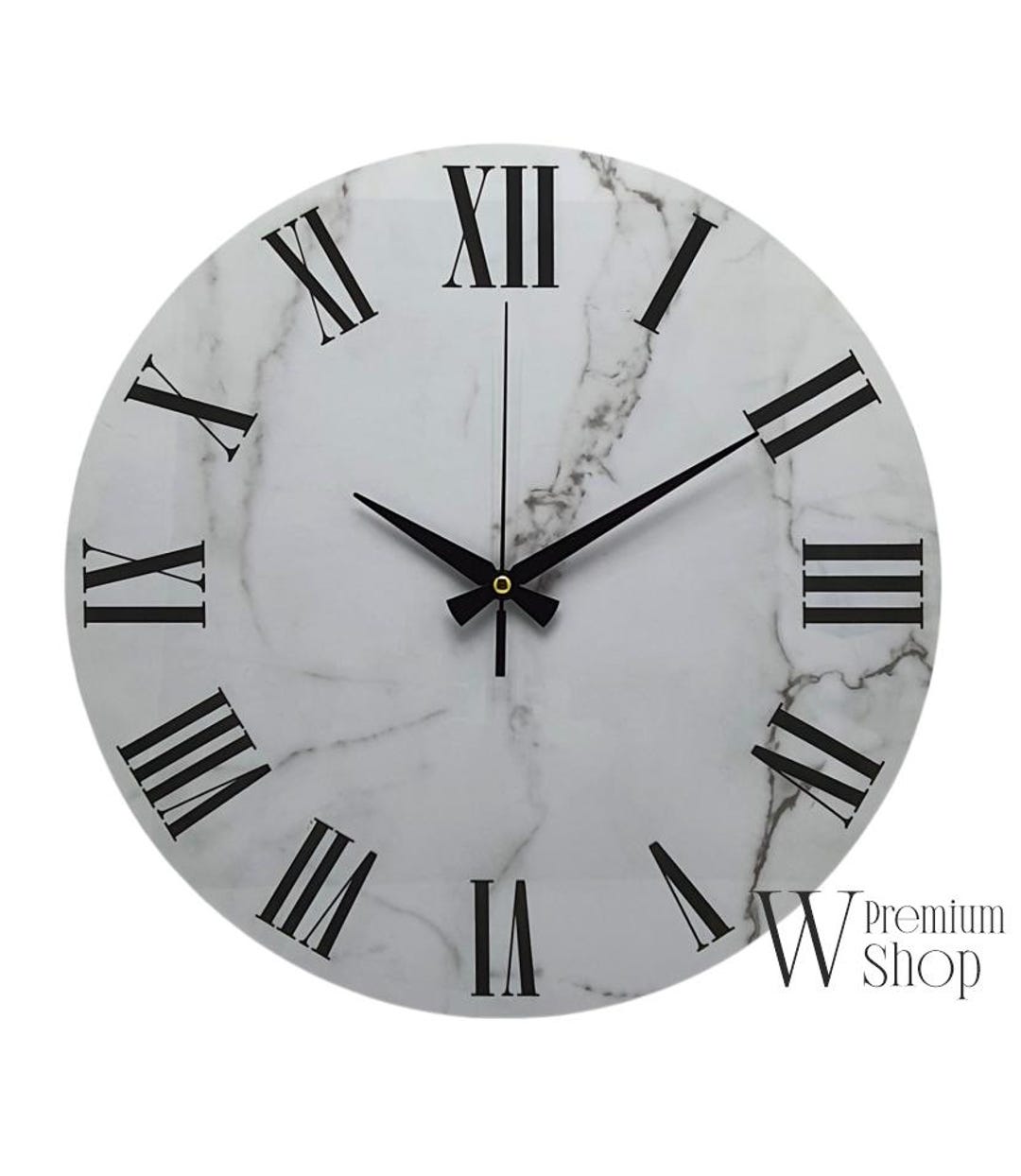 PERSONALIZED Wall Clock, White Marble Wall Clock, Modern Wall Clock ...