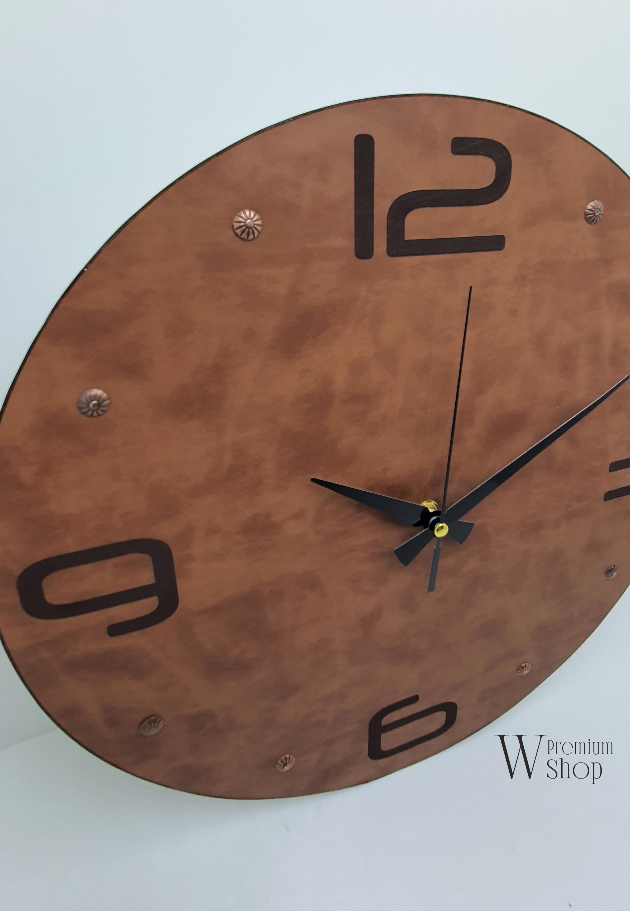 Personalized Minimalist Clock, Leather Clock Gift, Unique Wall Clocks ...