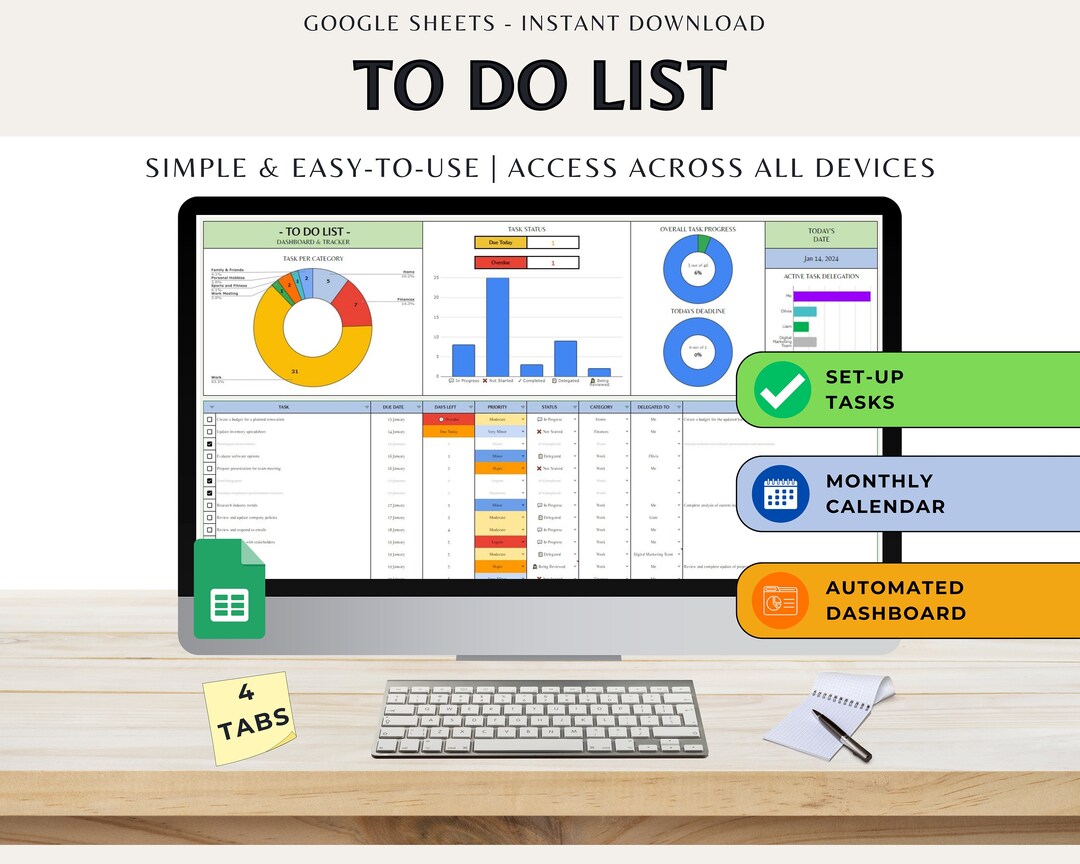 To Do List Task Management Tracker Template Daily Weekly Monthly ...