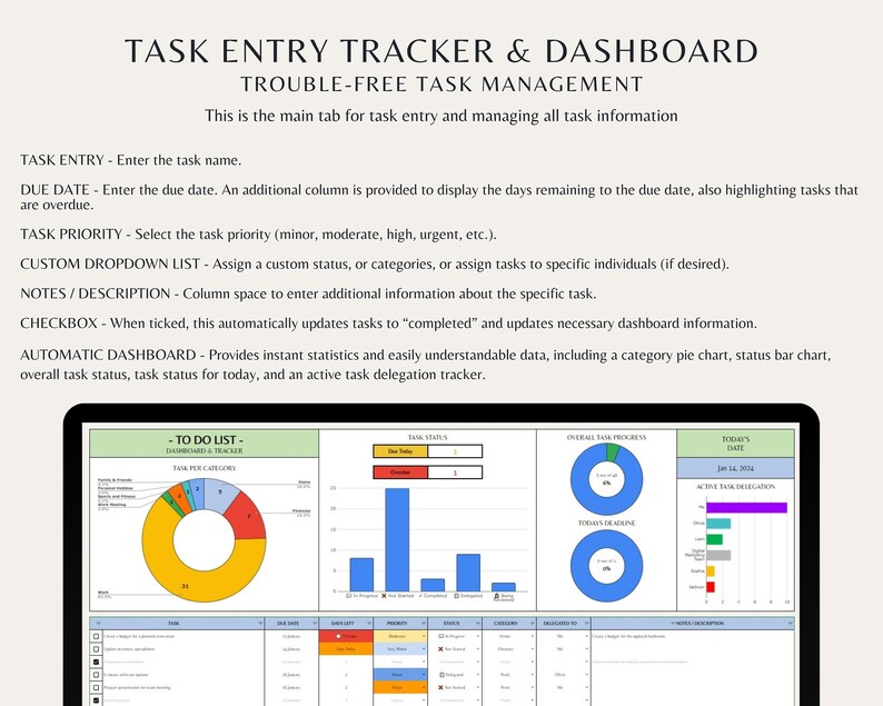 To Do List Task Management Tracker Template Daily Weekly Monthly ...