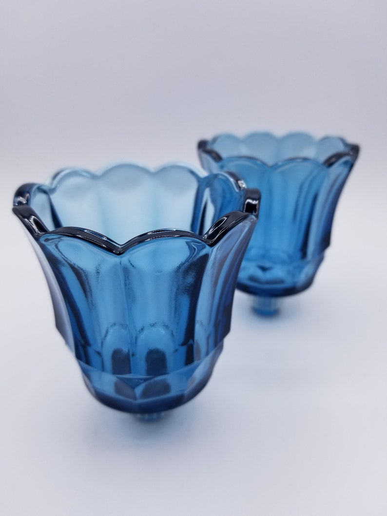 Vintage Sapphire Blue Peg Votives 2 - Etsy
