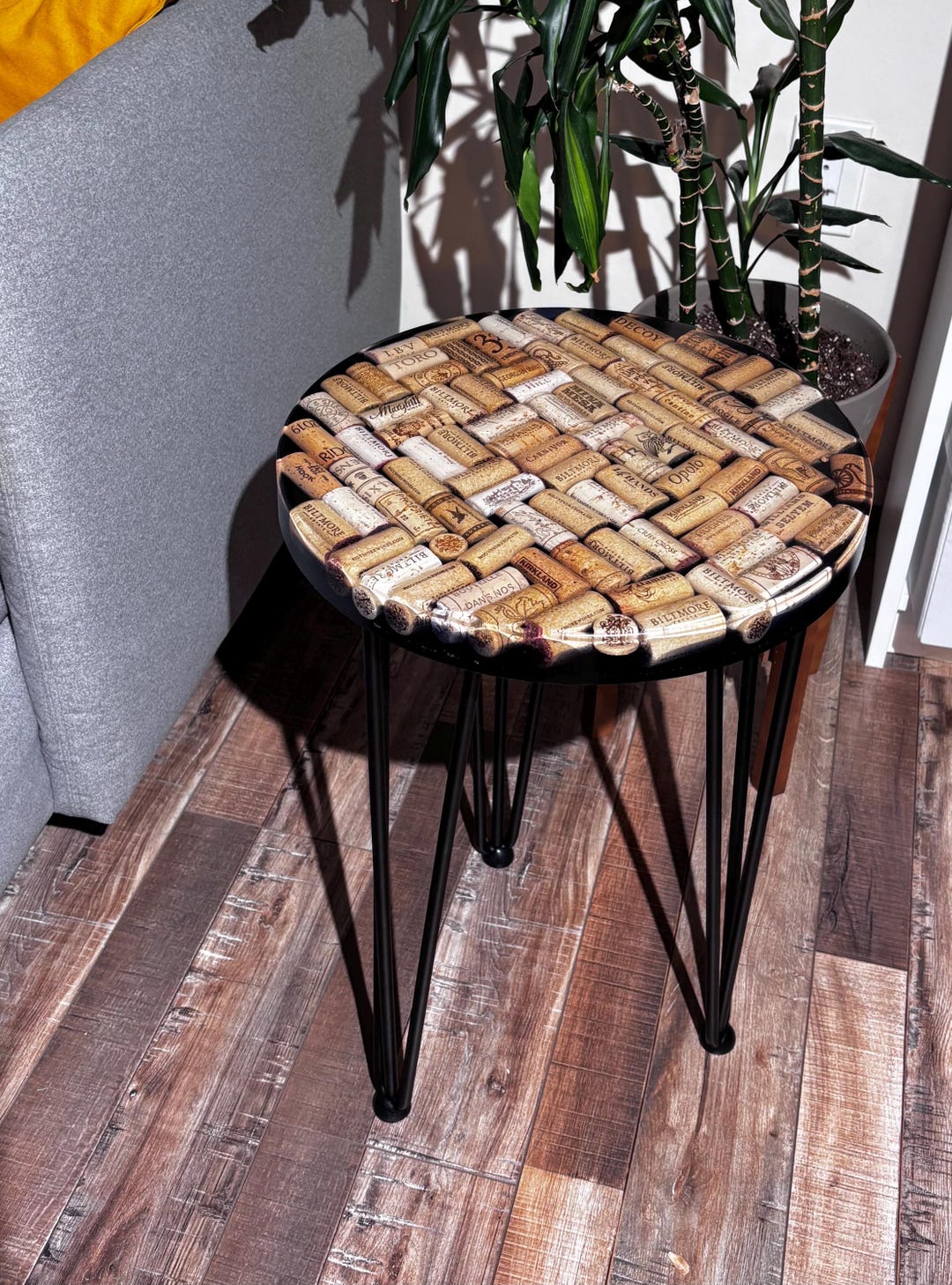 Handmade Wine Cork Epoxy Resin Coffee Table – Rustic Wine Lover’s ...