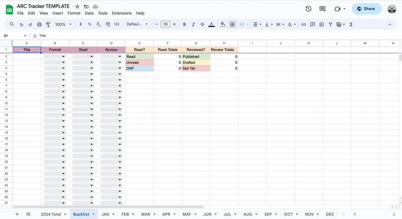ARC Tracker Template - Etsy