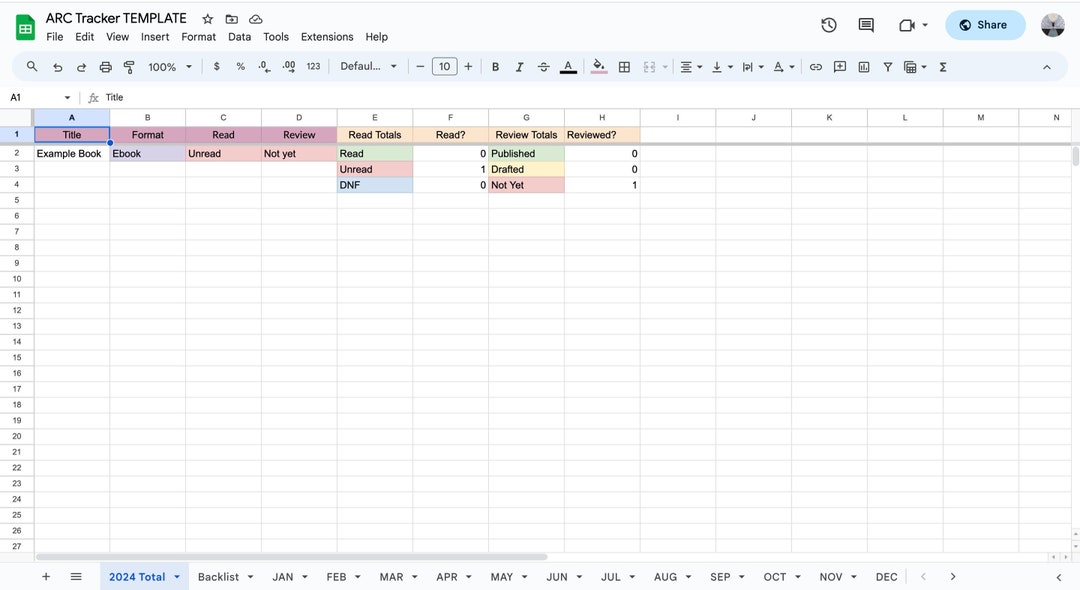 ARC Tracker Template - Etsy