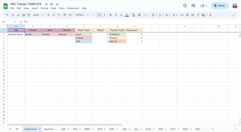 ARC Tracker Template - Etsy