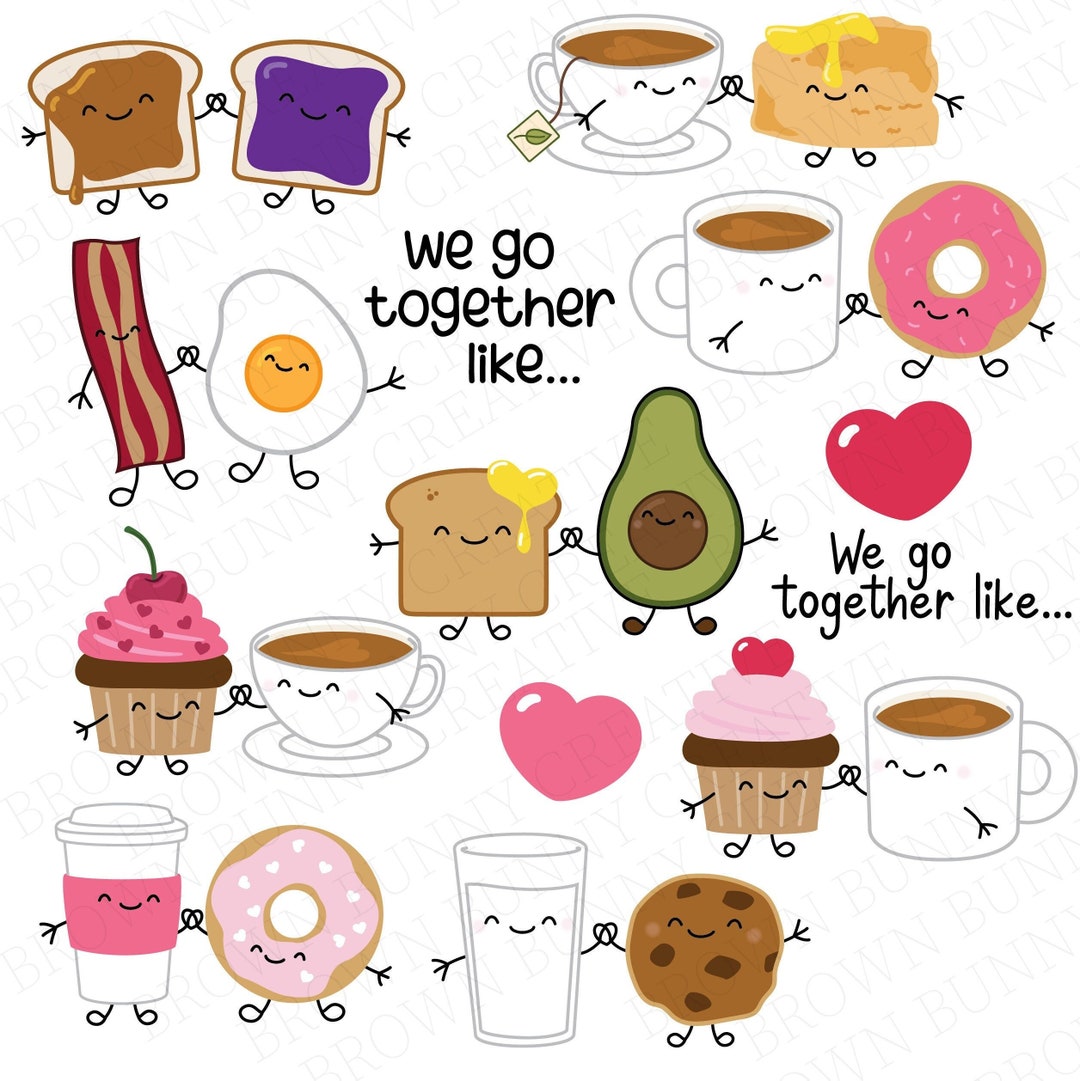 Cute We Go Together Clipart | Valentine Pairs | PNG Files | Digital ...