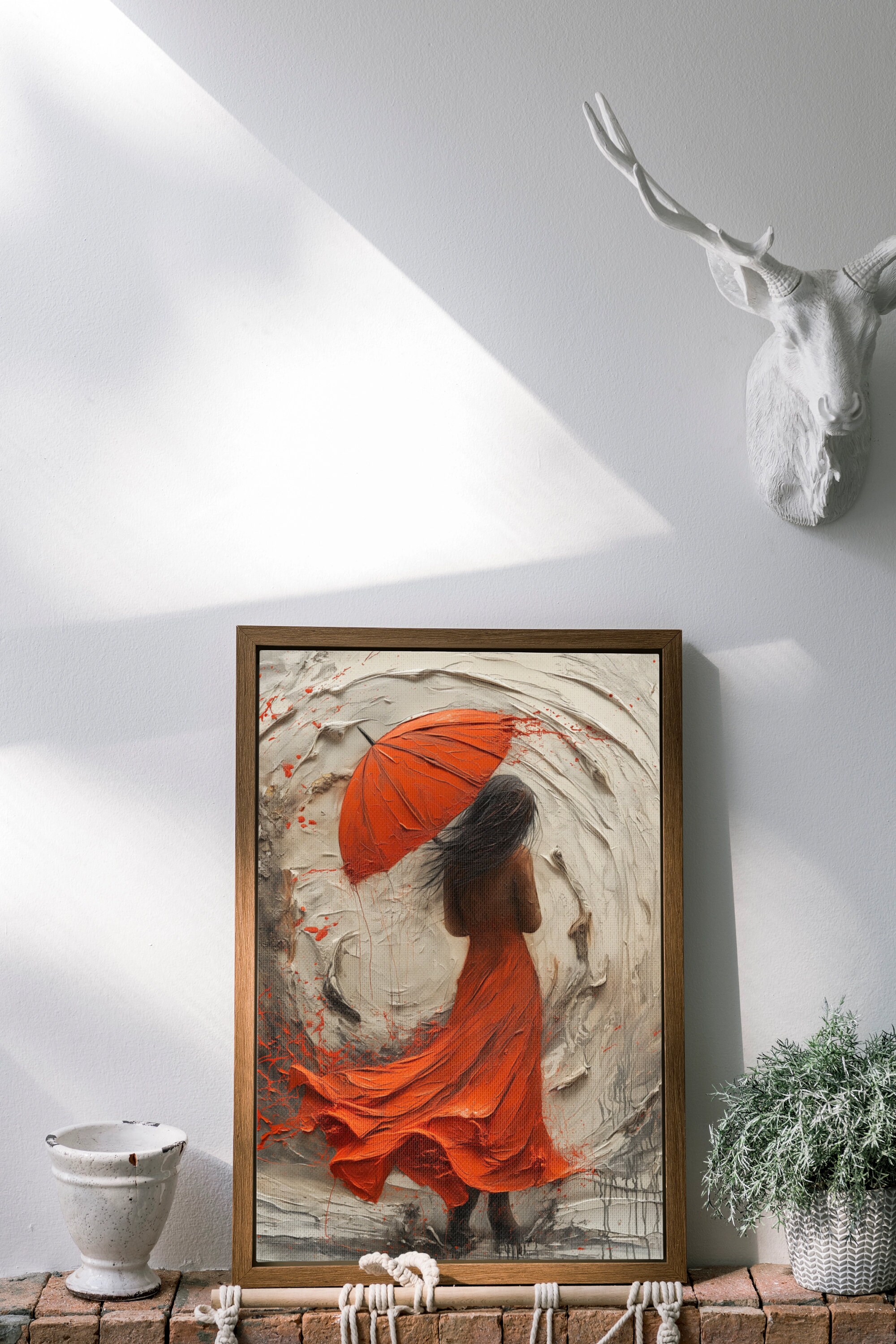 Red Umbrella Woman 3D Painting - 154cm X 222cm High-resolution ...