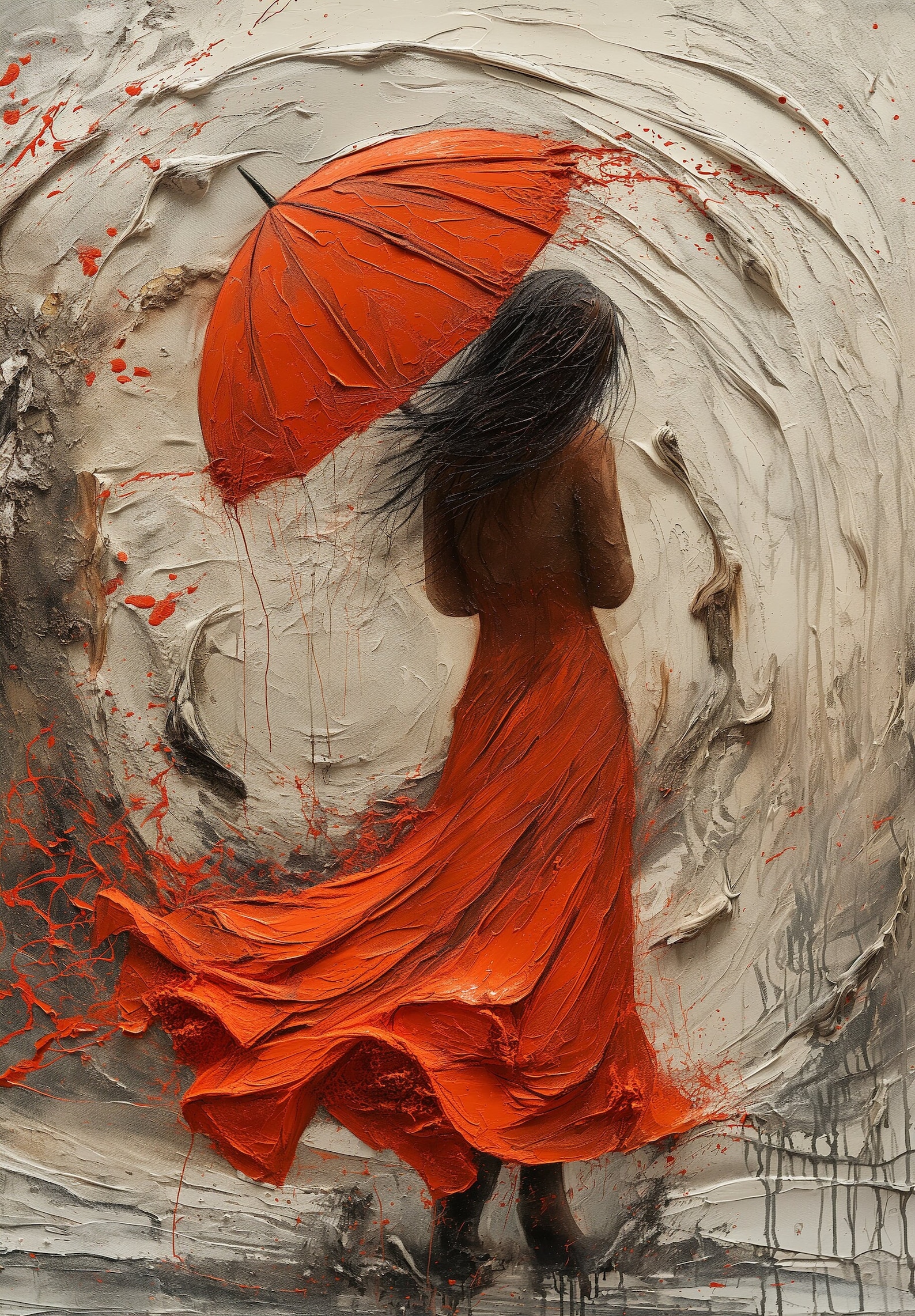 Red Umbrella Woman 3D Painting - 154cm X 222cm High-resolution ...