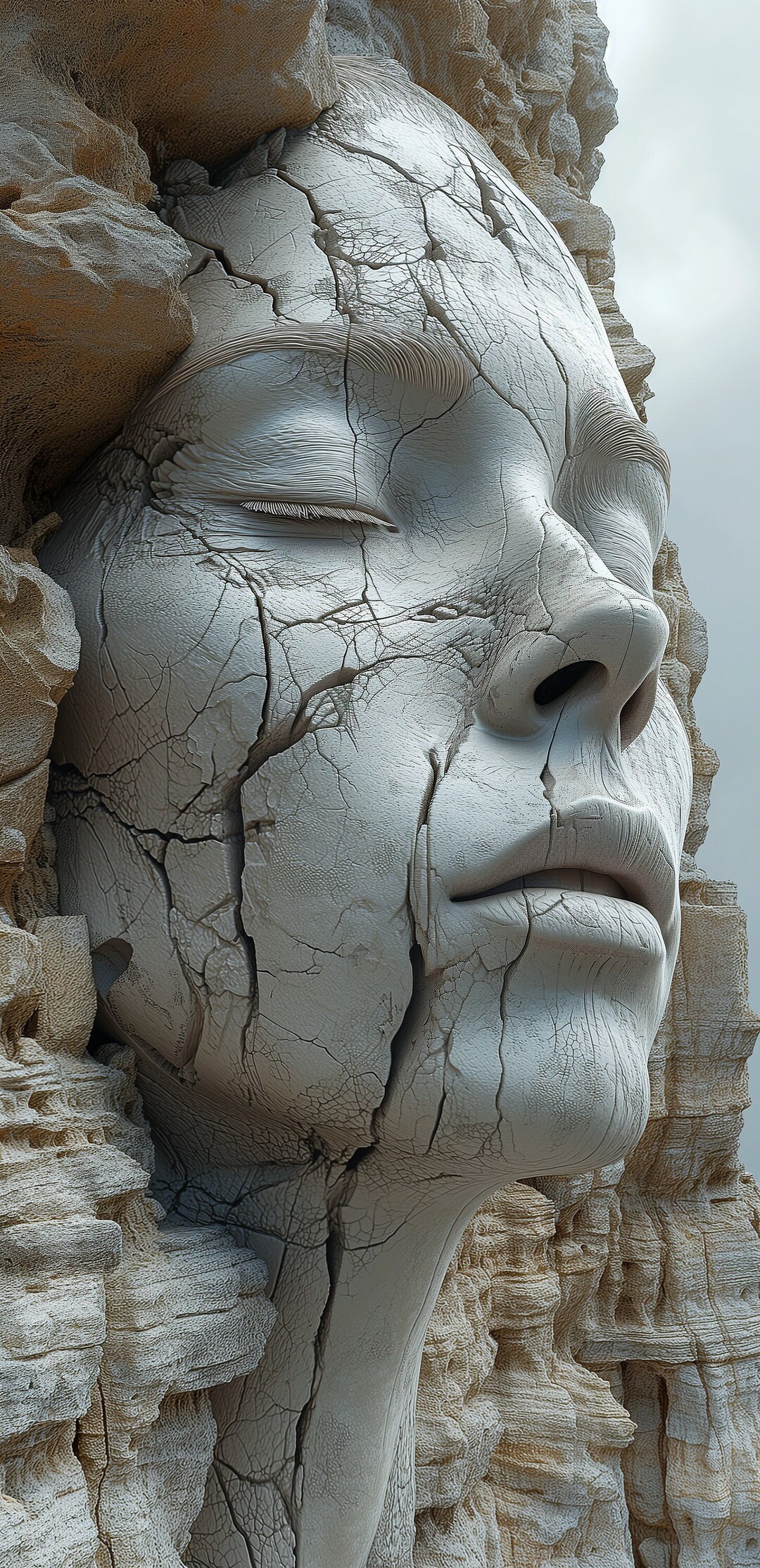Realistic 3D Rendering Cliff Face Sculpture 78cm X 160cm High ...