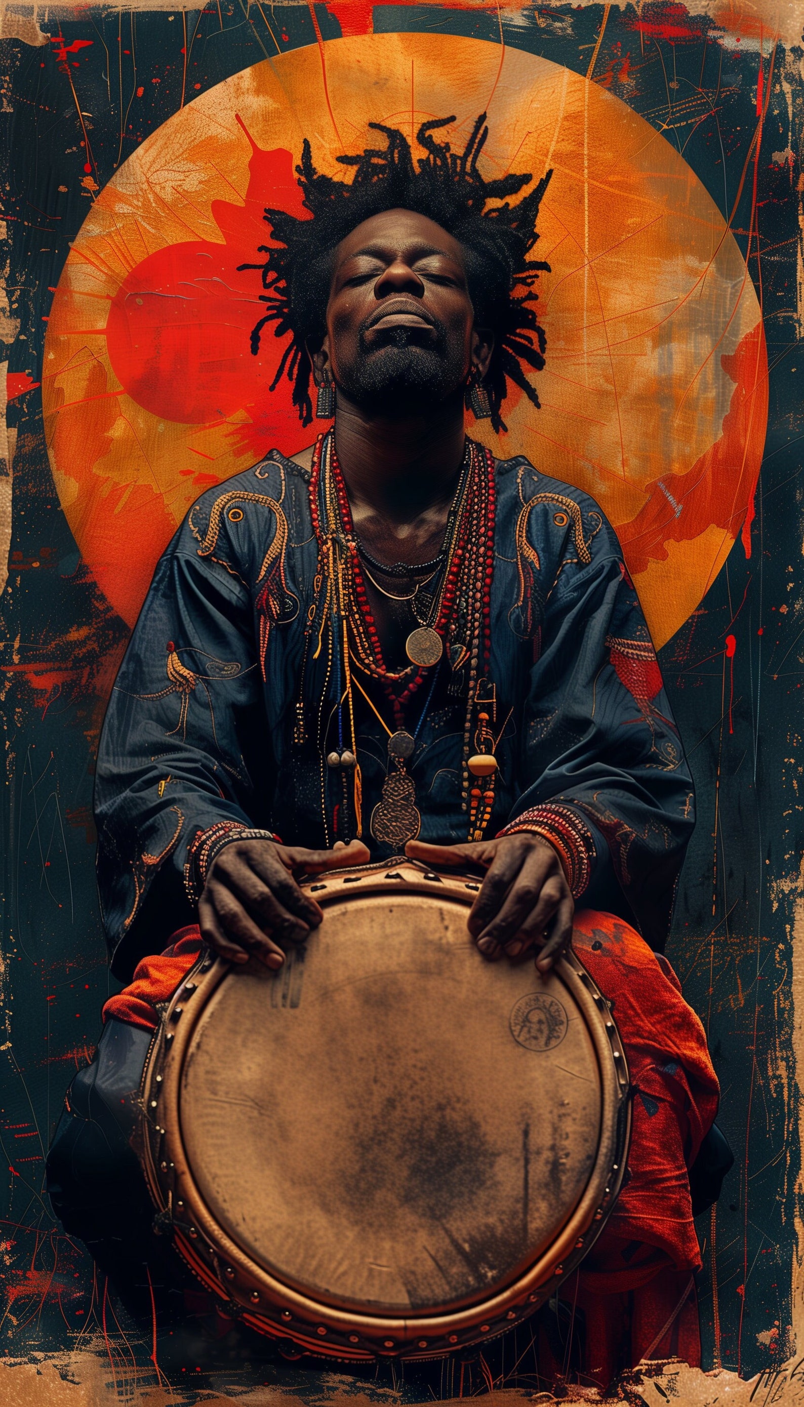 African Drummer Under the Sun - 112cm X 197cm High-resolution Printable ...