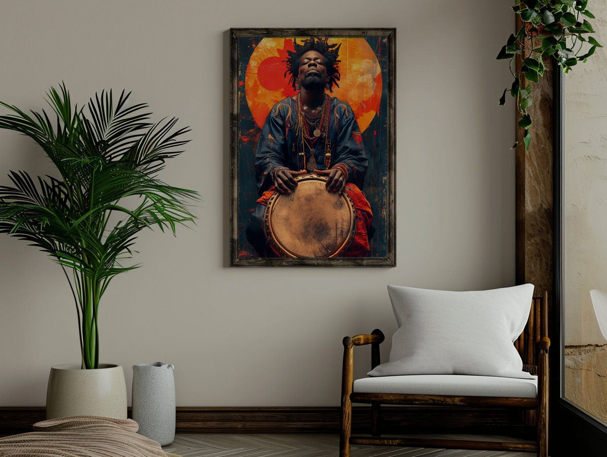 African Drummer Under the Sun - 112cm X 197cm High-resolution Printable ...