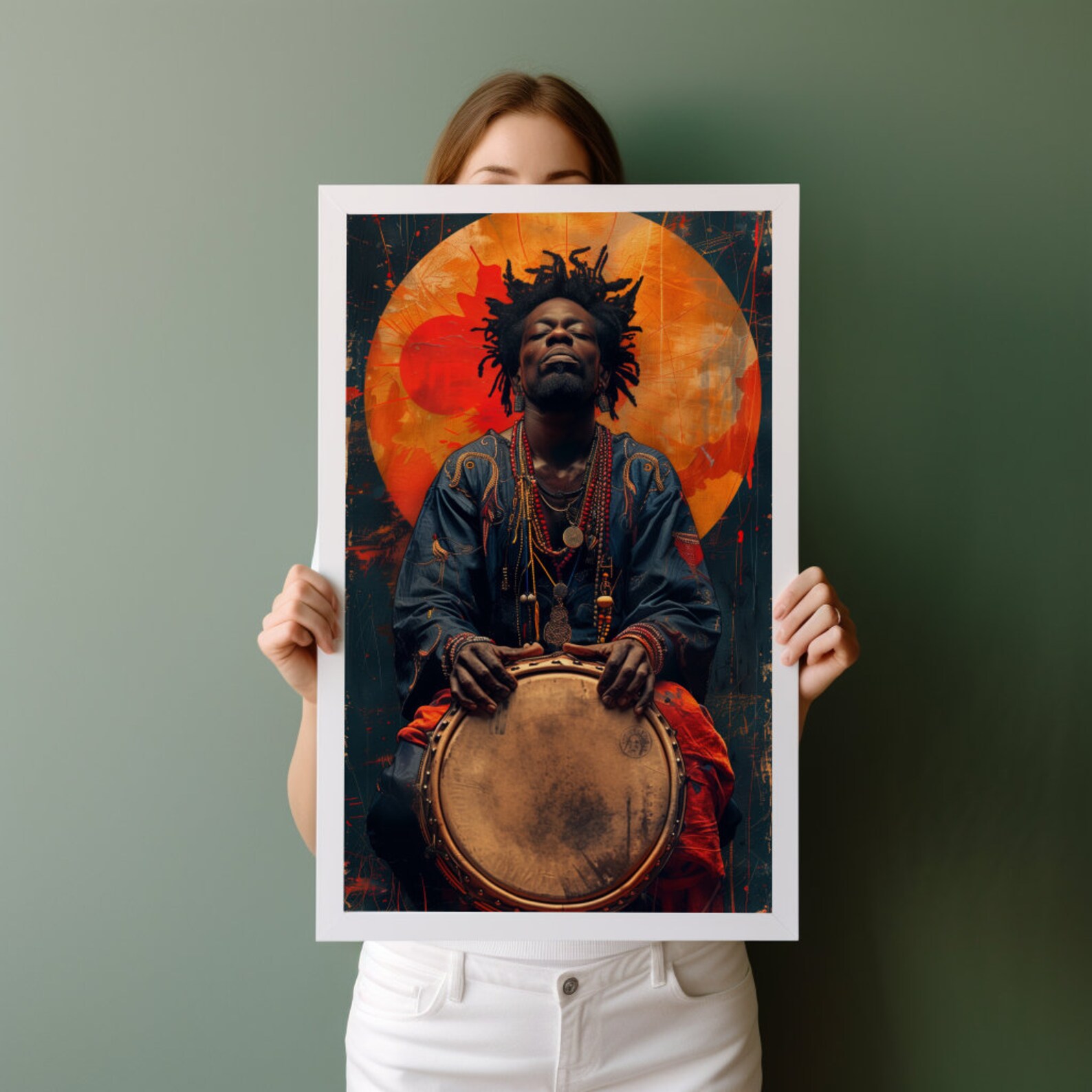 African Drummer Under the Sun - 112cm X 197cm High-resolution Printable ...
