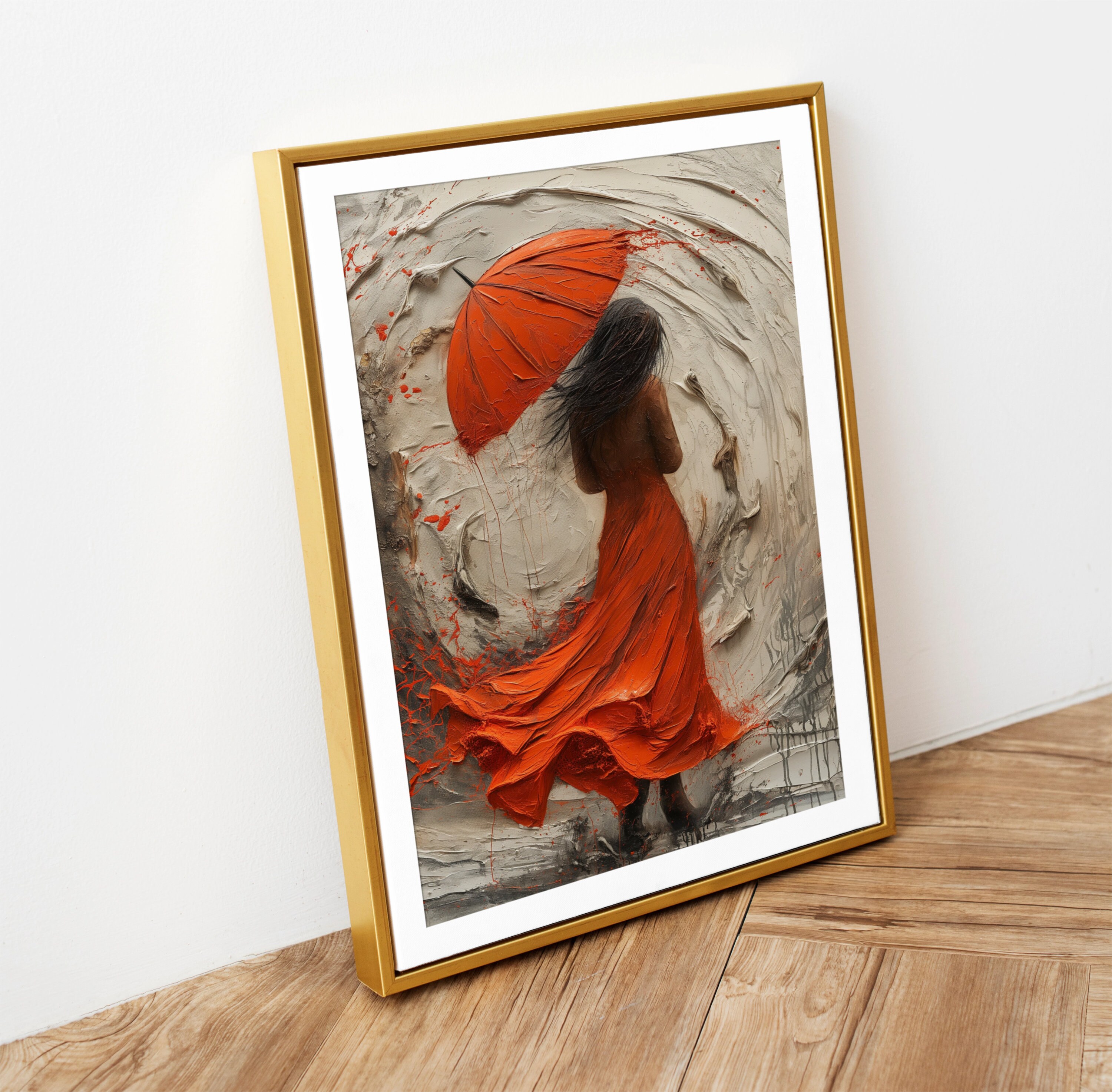 Red Umbrella Woman 3D Painting - 154cm X 222cm High-resolution ...