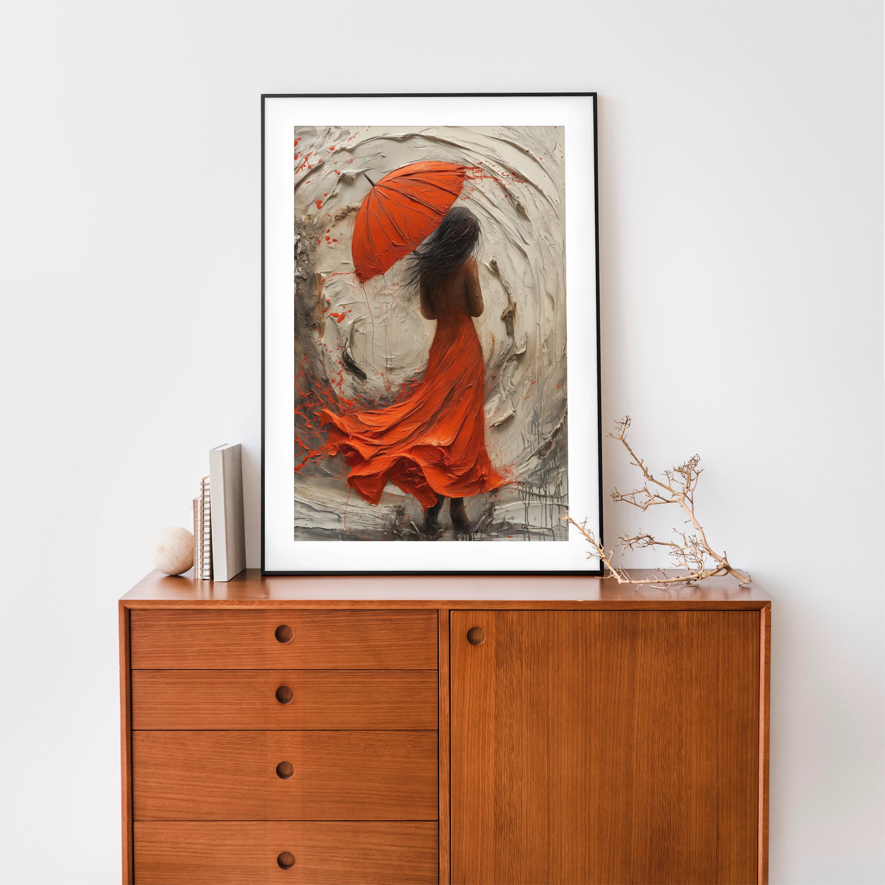 Red Umbrella Woman 3D Painting - 154cm X 222cm High-resolution ...