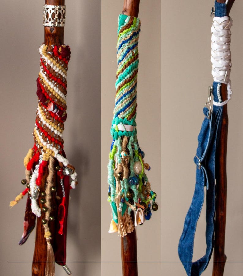 Whimsical Walking Staffs With Handwoven Handles - Etsy