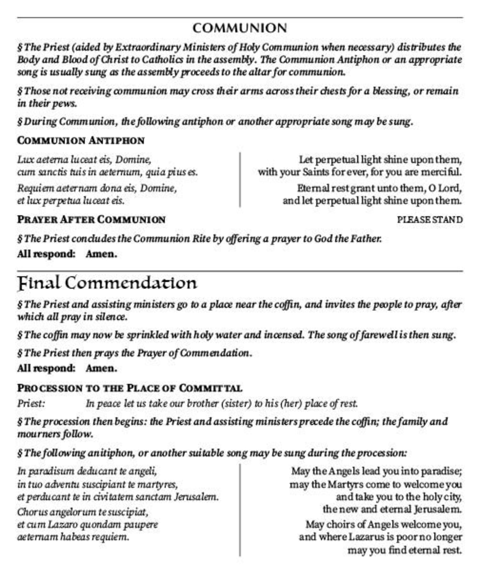 Printable Catholic Funeral Program - Mass of Christian Burial With Rite ...