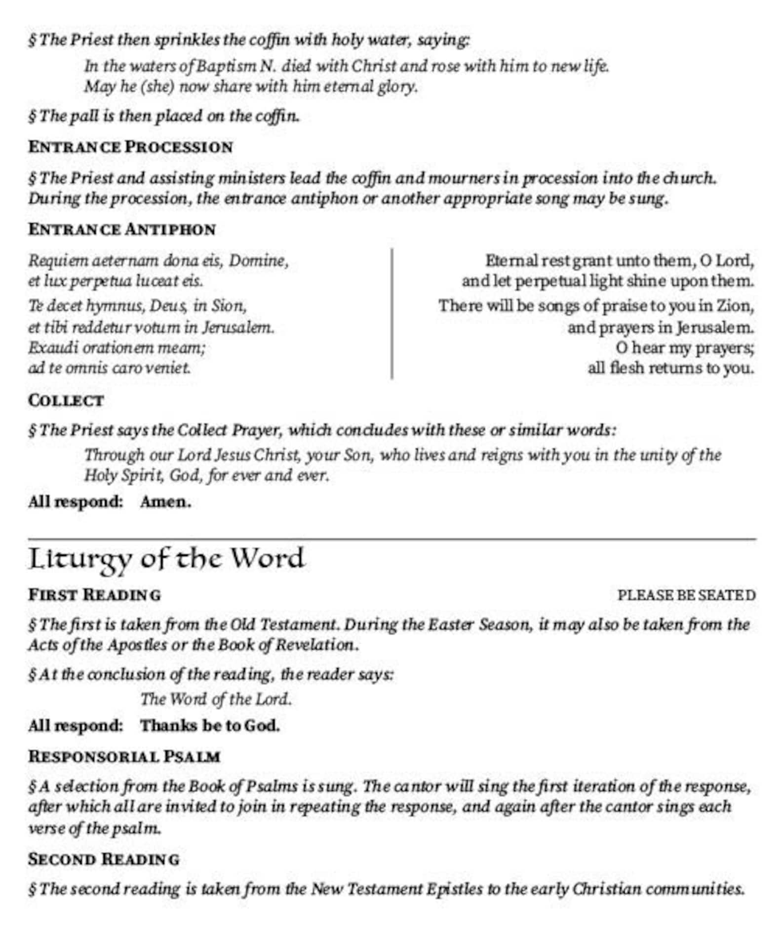 Printable Catholic Funeral Program - Mass of Christian Burial With Rite ...
