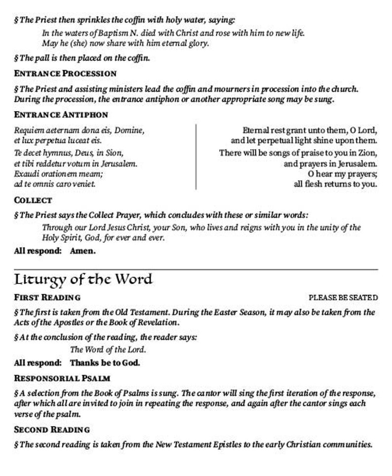 Printable Catholic Funeral Program - Mass of Christian Burial With Rite ...