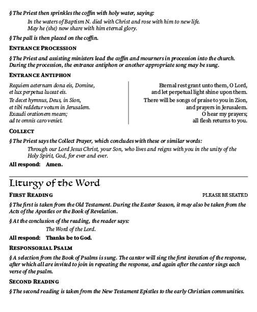 Printable Catholic Funeral Program - Mass of Christian Burial With Rite ...