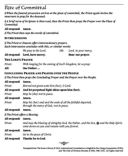 Printable Catholic Funeral Program - Mass of Christian Burial With Rite ...