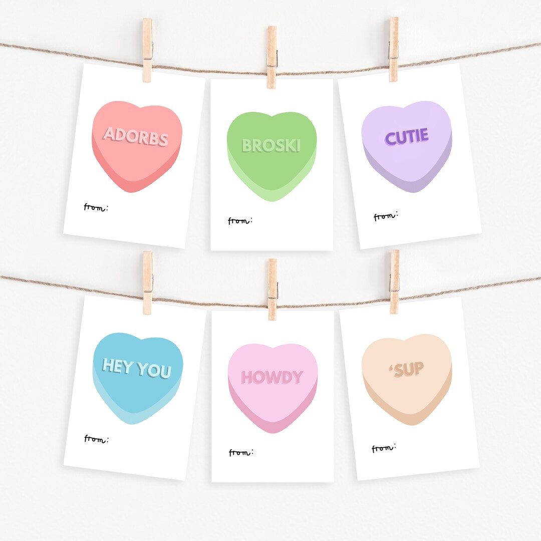 Candy Heart Valentine's Day Printable Love Cards 10 X 7 Cm Approx ...