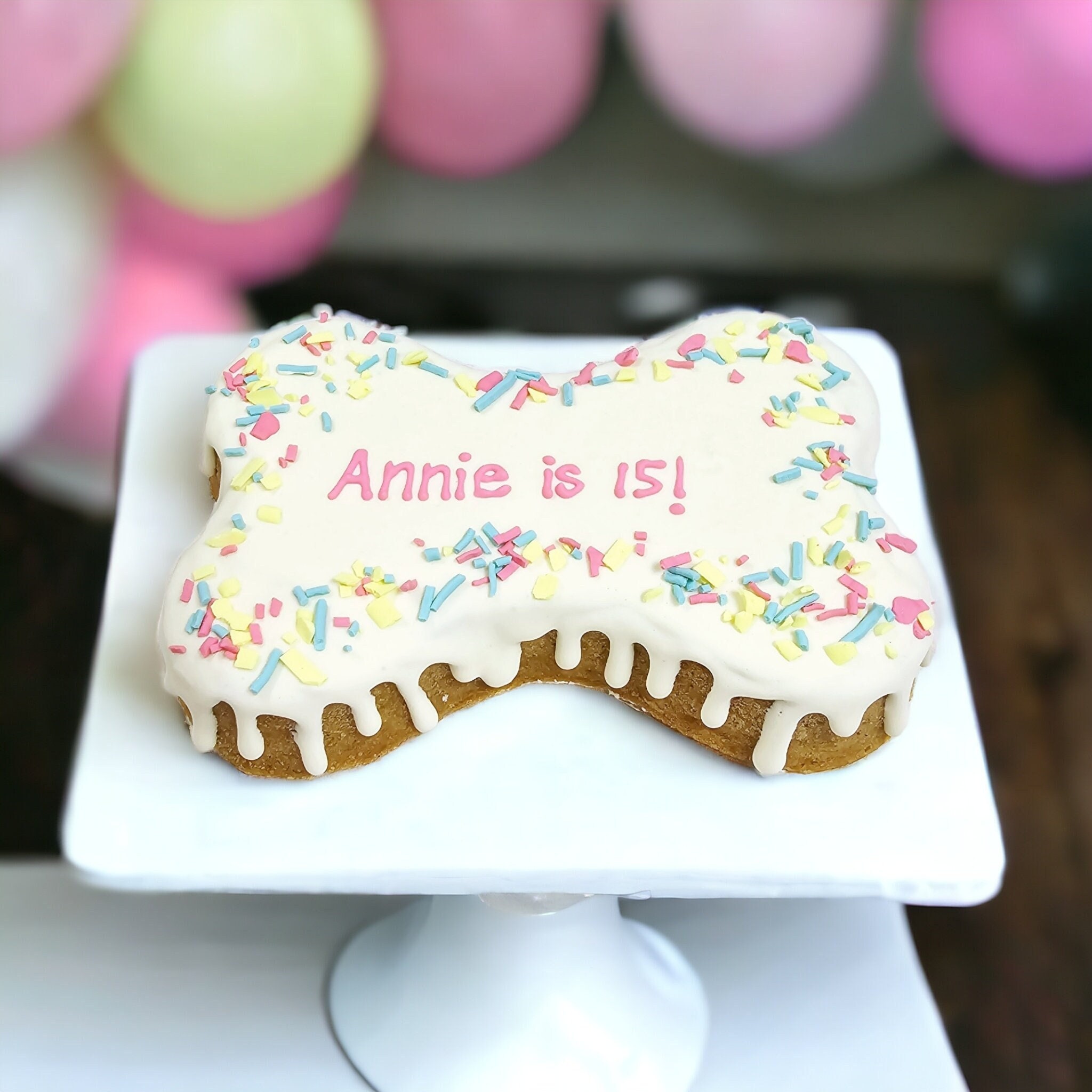 Bone-shaped Dog Birthday Cake Custom Homemade Peanut Butter Cake for ...