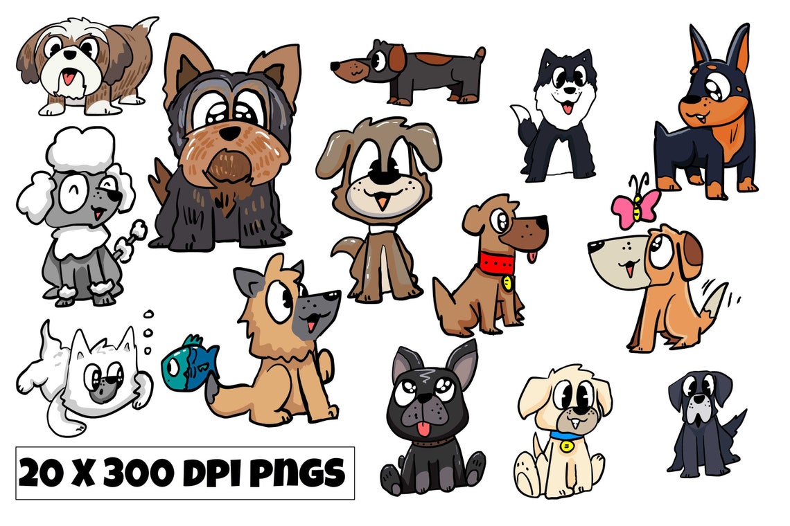Cute Dogs, Playing Dogs Clipart, Digital Clip Art, Cute Animals, Cute ...