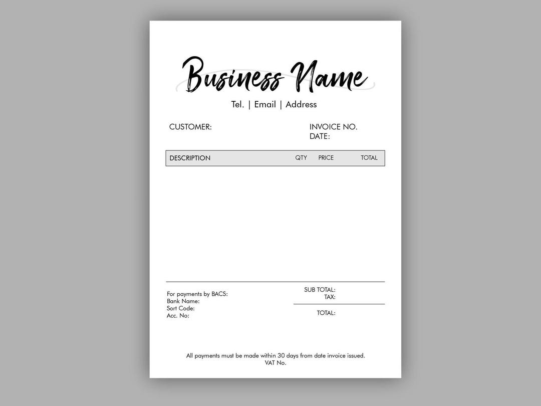 Simple Brush-style Invoice Sheets, Business Invoice Sheets, Business ...