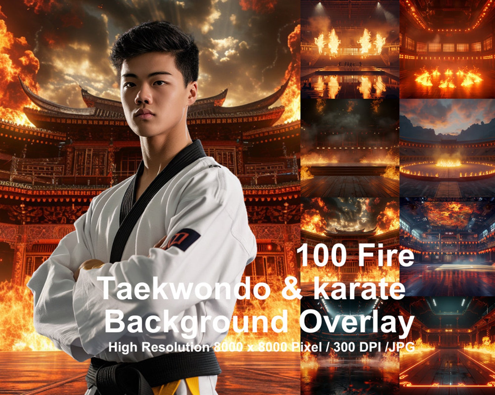 Taekwondo Karate Arena Backdrop, Fire Lights, 100 Digital Downloads - Etsy