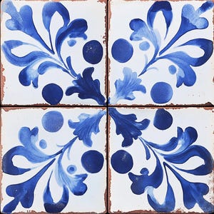 Mediterranean Blue Tile Pack | 140 Vintage Cobalt Floral Ceramic ...