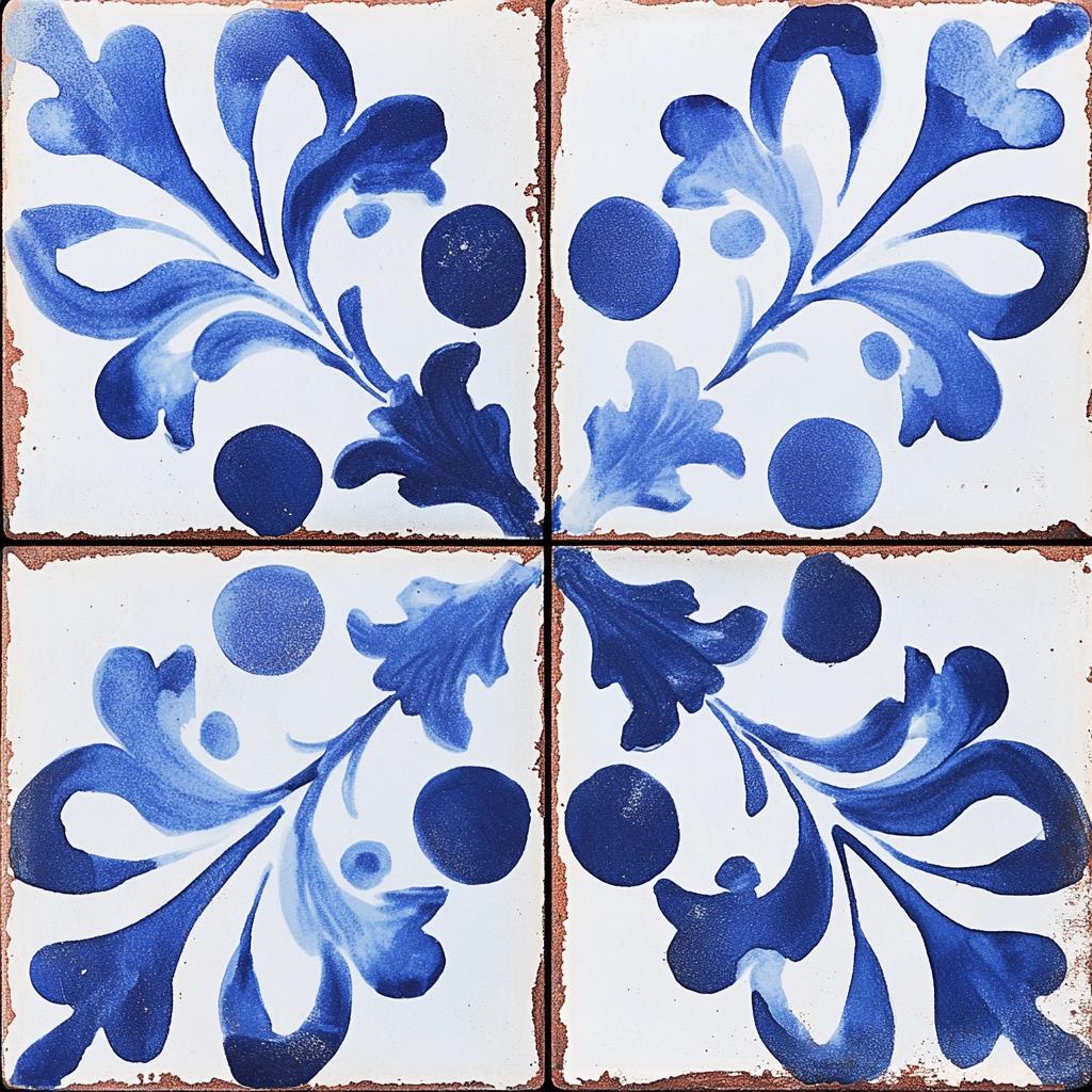 Mediterranean Blue Tile Pack | 140 Vintage Cobalt Floral Ceramic ...