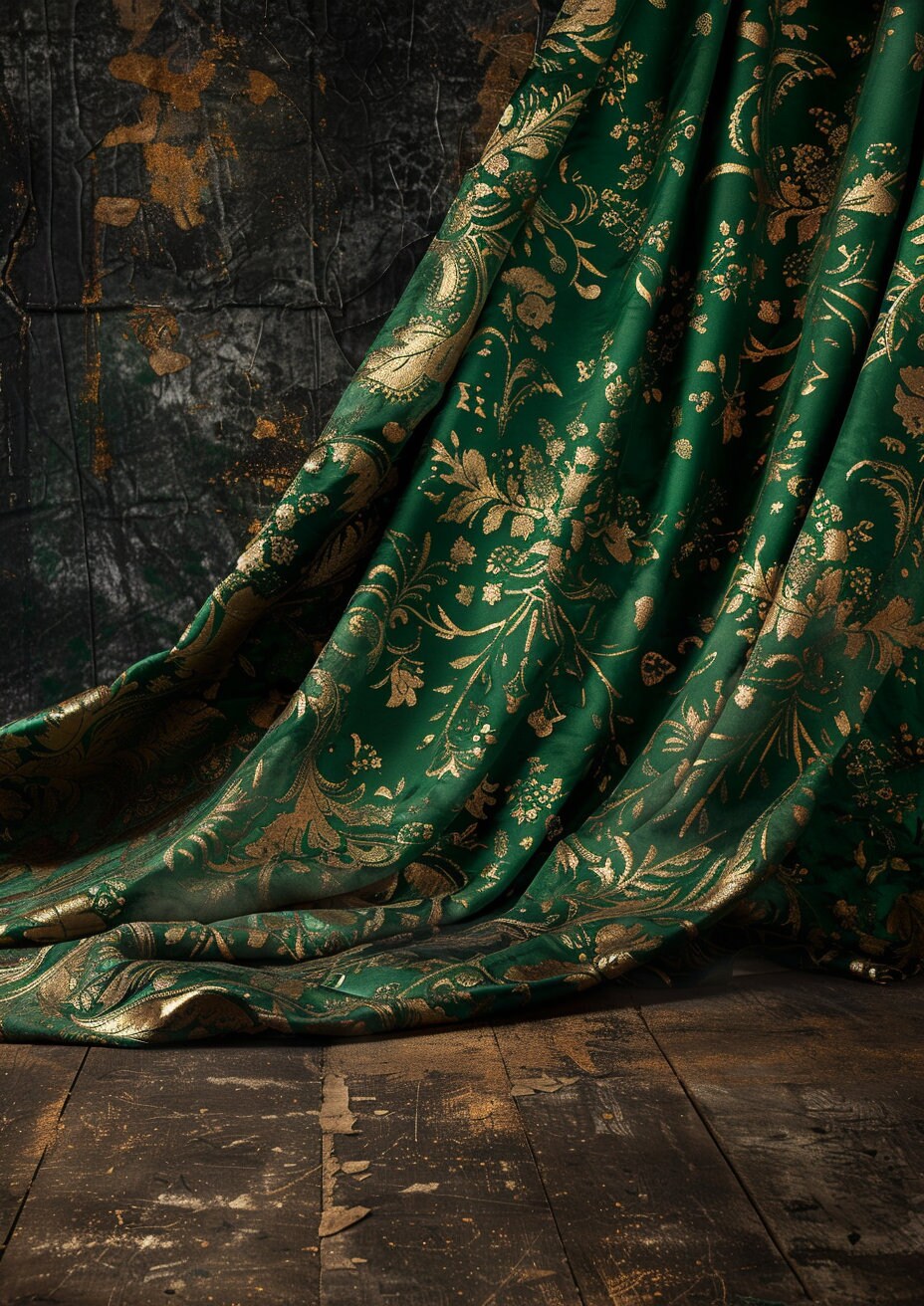 100 Green Vintage Gold Silk Backdrop Theme for Fashion Photo ...