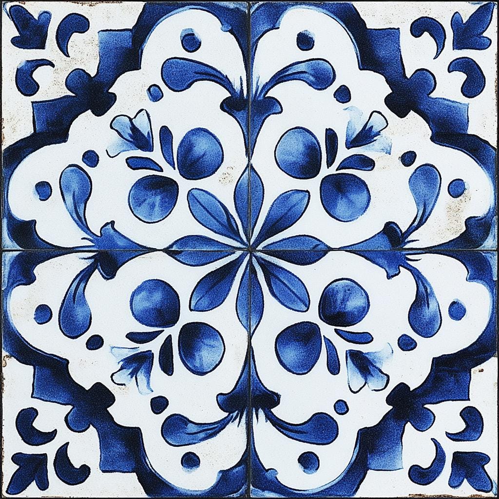 Mediterranean Blue Tile Pack | 140 Vintage Cobalt Floral Ceramic ...
