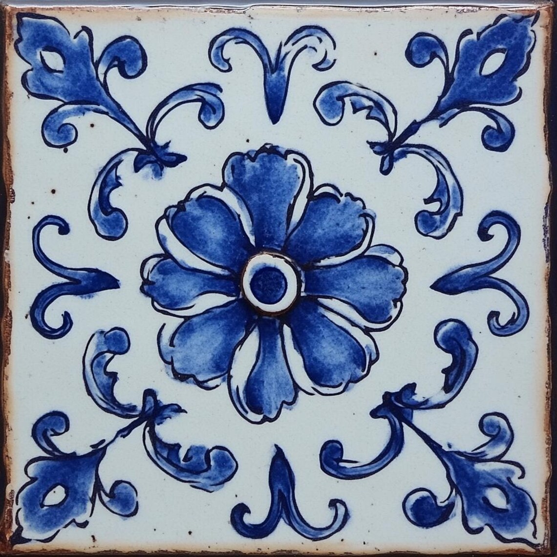 Mediterranean Blue Tile Pack | 140 Vintage Cobalt Floral Ceramic ...
