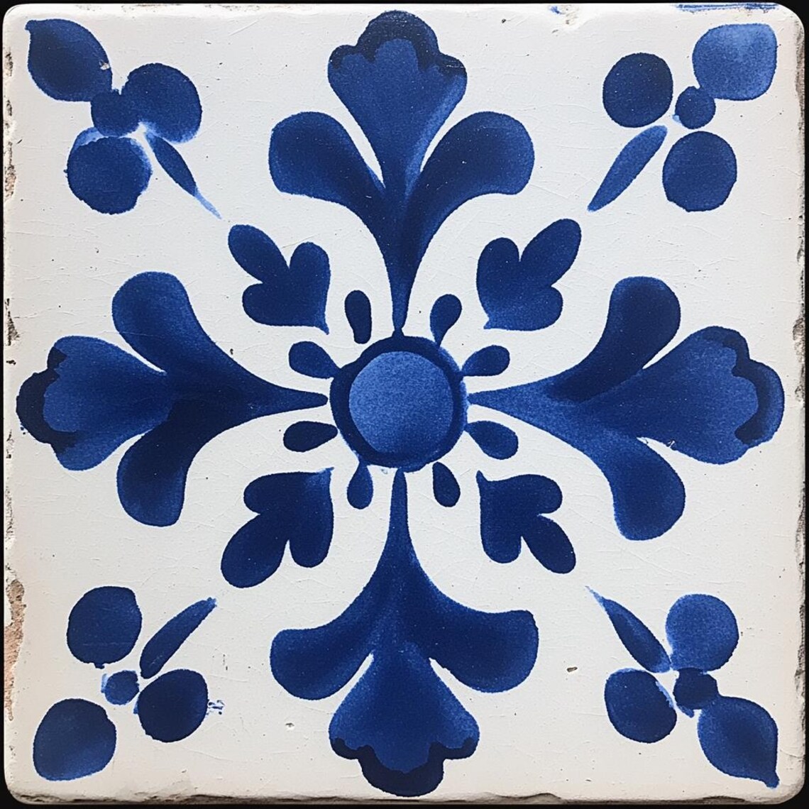 Mediterranean Blue Tile Pack | 140 Vintage Cobalt Floral Ceramic ...