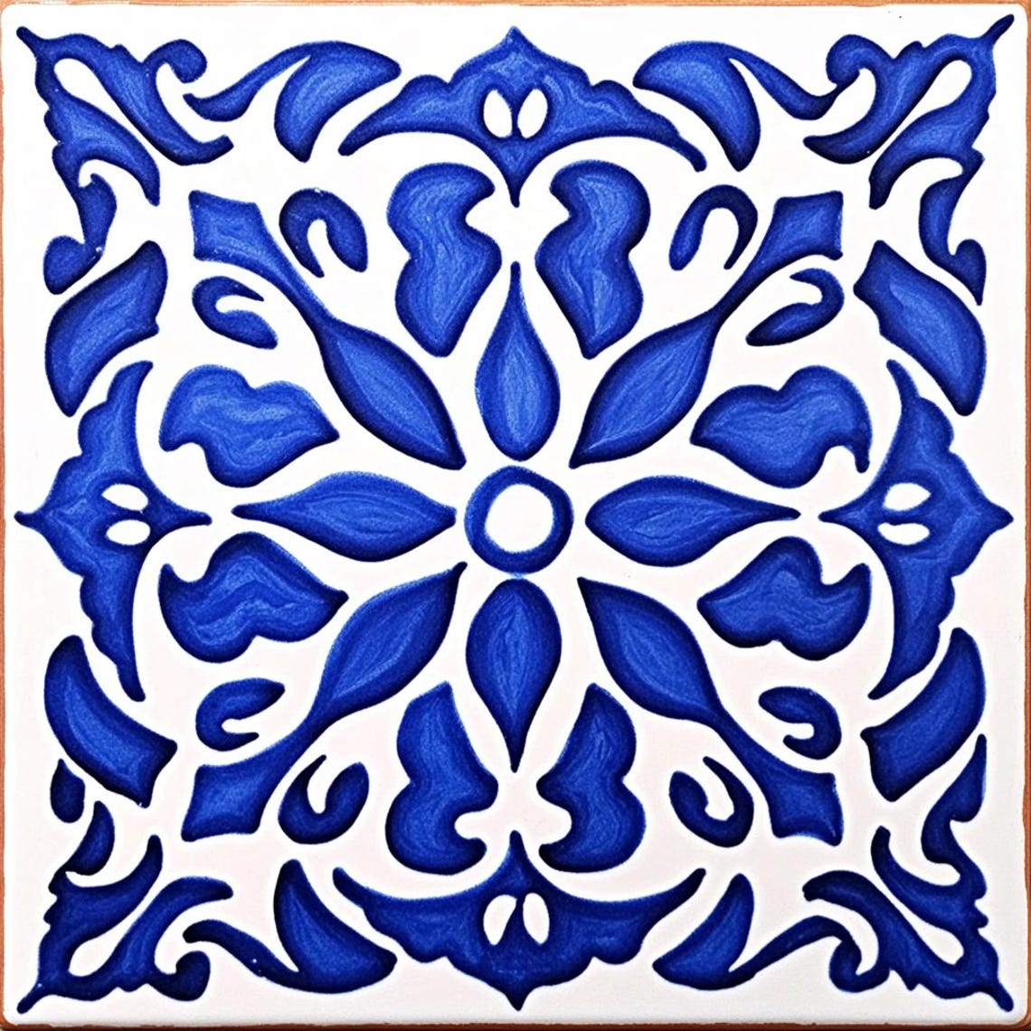 Mediterranean Blue Tile Pack | 140 Vintage Cobalt Floral Ceramic ...