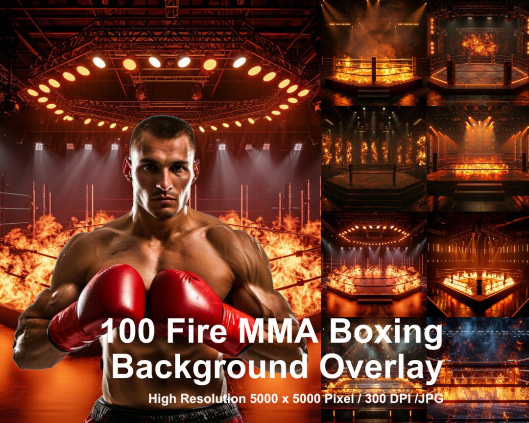 100 MMA Boxing Arena Backdrop, Boxing Ring Background With Lights and ...