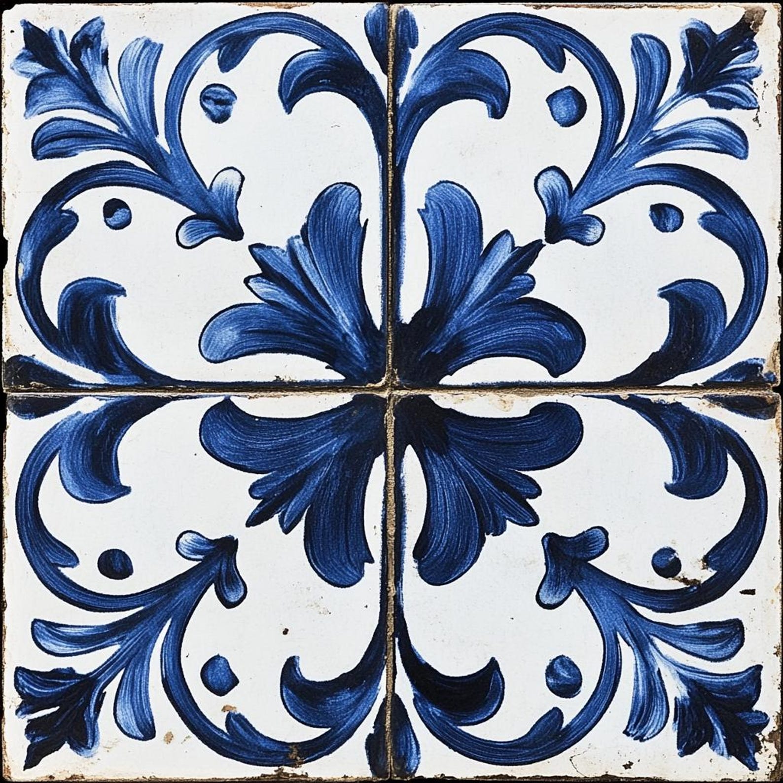 Mediterranean Blue Tile Pack | 140 Vintage Cobalt Floral Ceramic ...