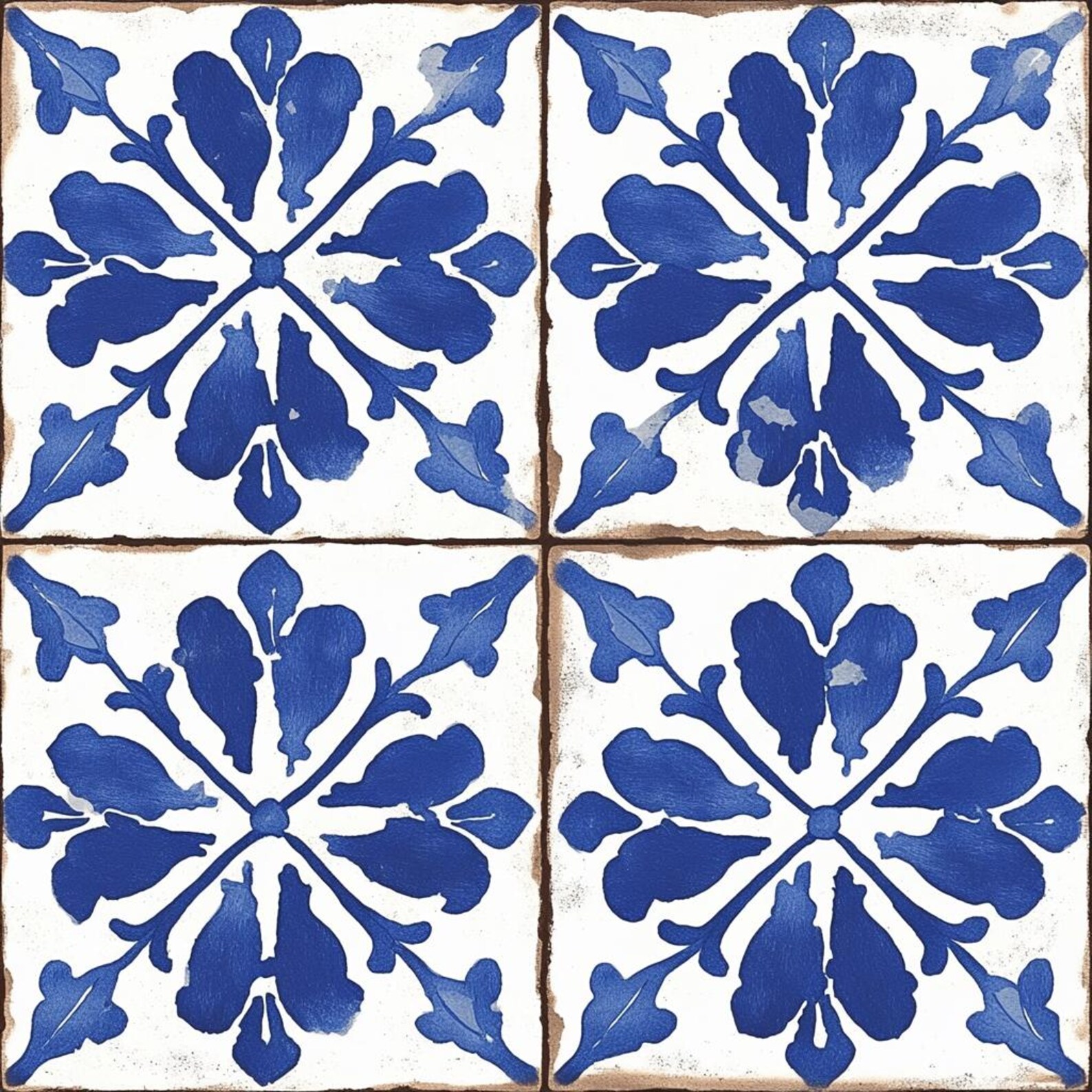Mediterranean Blue Tile Pack | 140 Vintage Cobalt Floral Ceramic ...