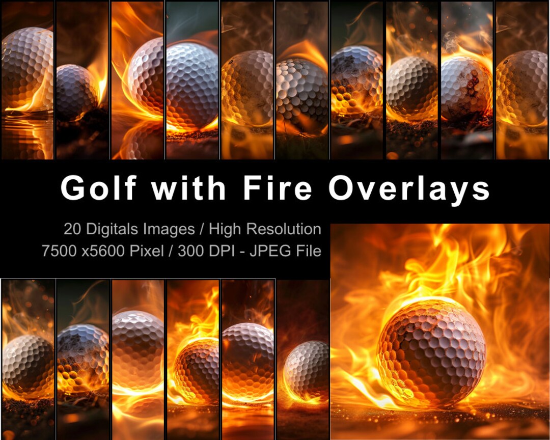 Fiery Golf Ball Backdrop: 25 High-resolution Digital Overlays (digital ...