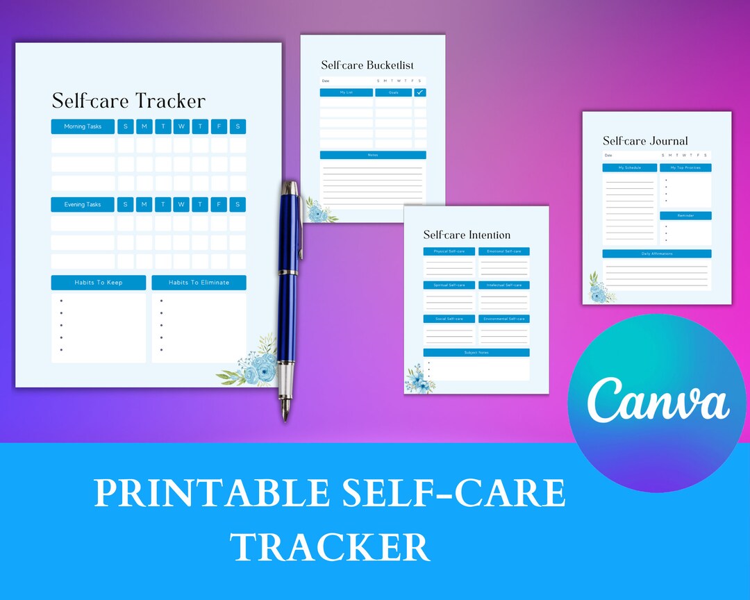 Printable Self-care Tracker, Printable Mindfulness Workbook, Self-love ...