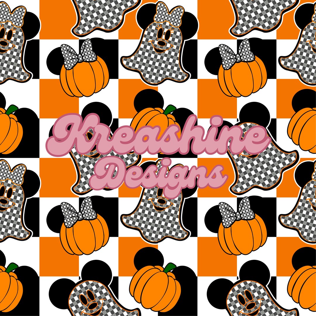 Checkered Halloween Palaka Mouse, Seamless Pattern, Disney Halloween ...