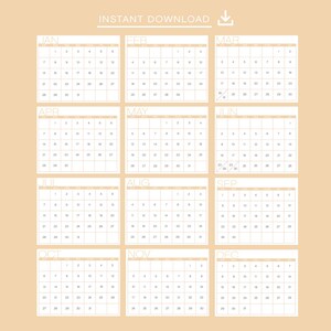 BEIGE 2024 Calendar 2024 Monthly Planner Landscape Elegant Monthly ...
