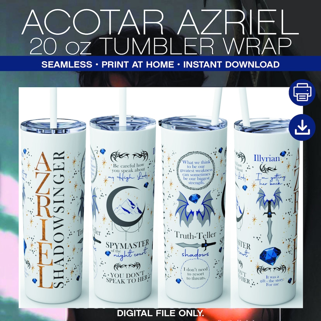 ACOTAR Azriel Tumbler 20oz Seamless Wrap, Shadowsinger Spymaster ...