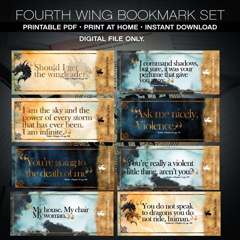 4th Wing Bookmark - Etsy